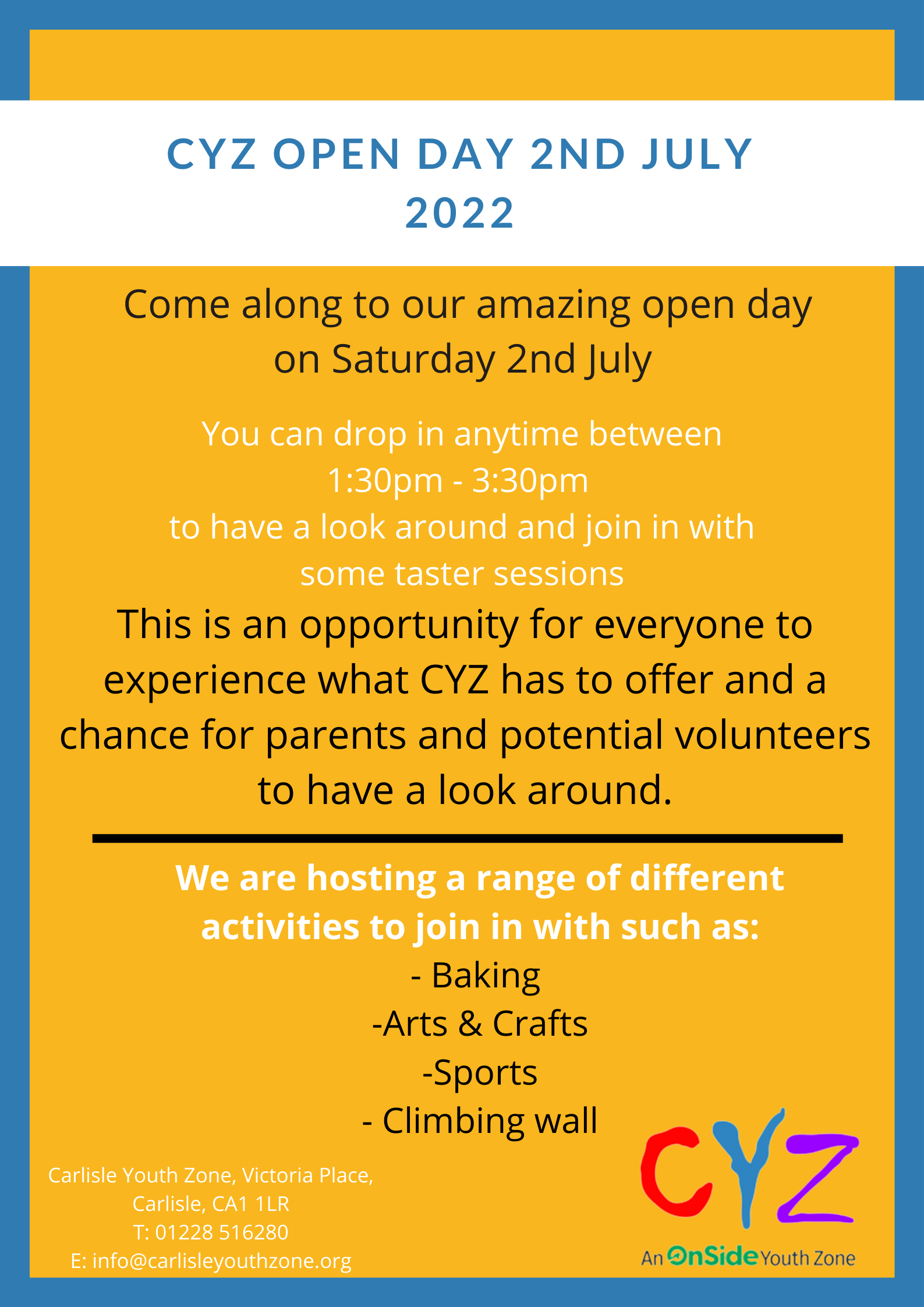 Carlisle Youth Zone CYZ Family Open Day